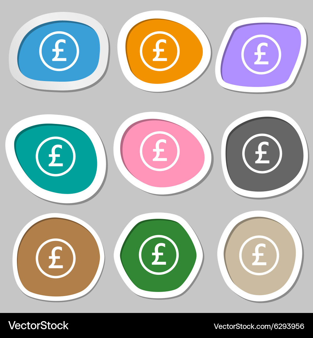 Pound sterling icon sign multicolored paper Vector Image