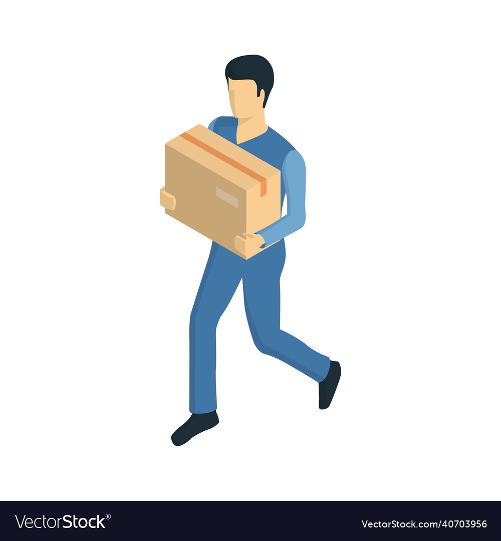Running delivery boy composition Royalty Free Vector Image