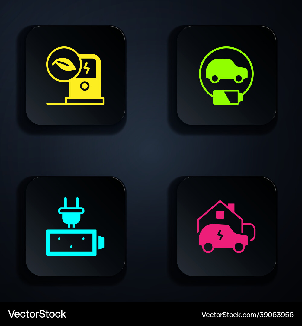 Set charging car at home electric charging Vector Image