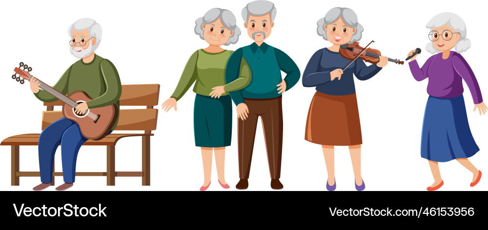 Set of old people characters Royalty Free Vector Image
