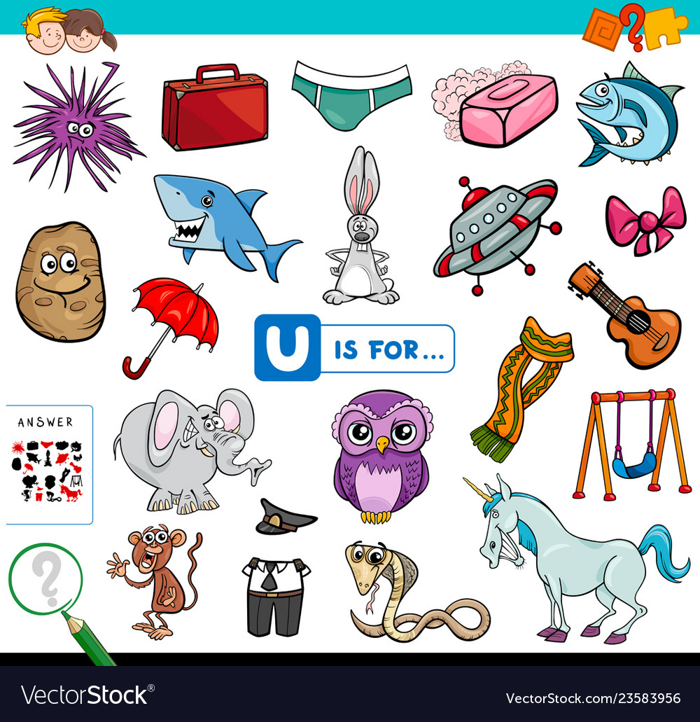 U is for educational game children Royalty Free Vector Image