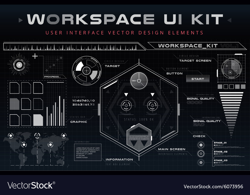 Ui hud infographic interface web elements Vector Image