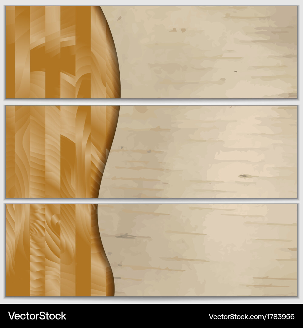 Wood textured banner set with curve Royalty Free Vector