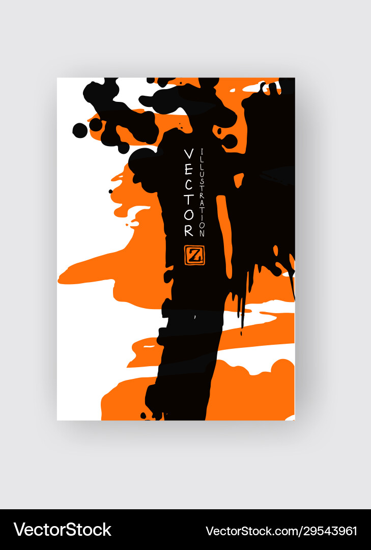 Black and orange ink brush stroke on white Vector Image