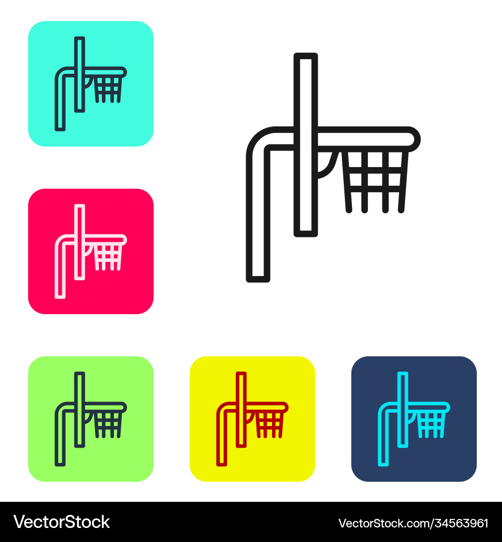 Black line basketball backboard icon isolated Vector Image