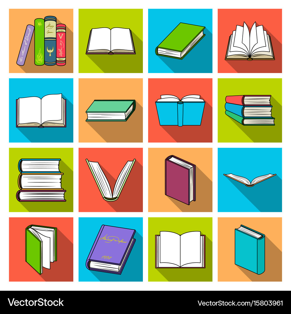 Books set icons in flat style big collection Vector Image
