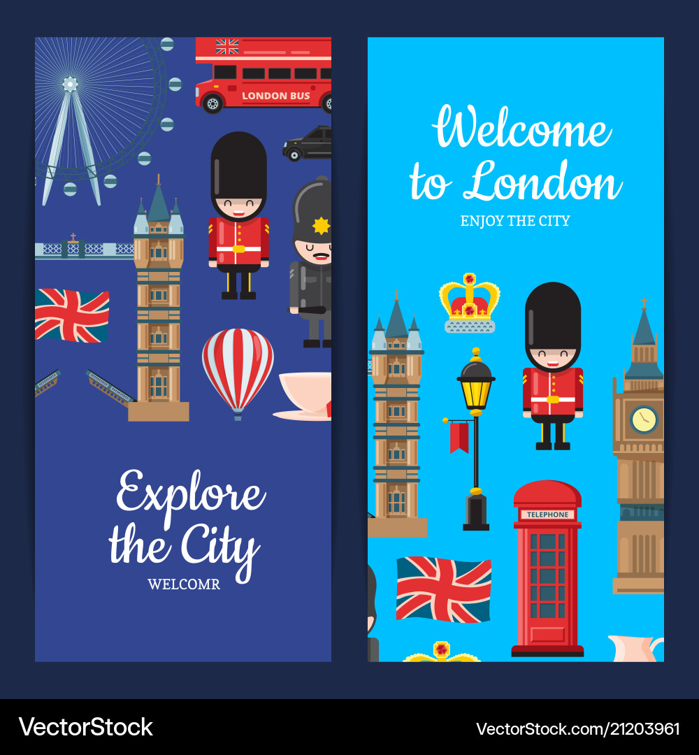 Cartoon london sights banners Royalty Free Vector Image