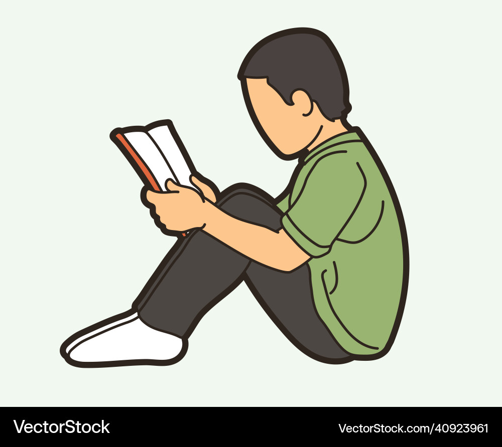 Children reading a book cartoon graphic Royalty Free Vector