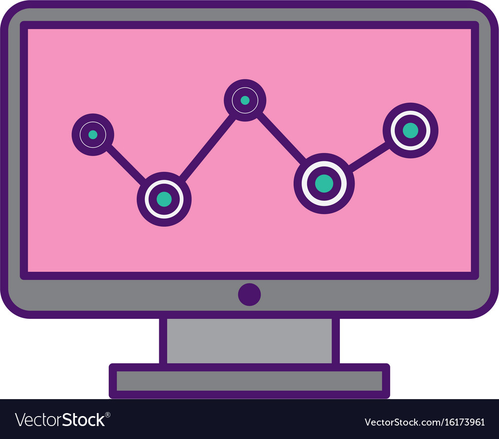 Computer desktop with statistics Royalty Free Vector Image