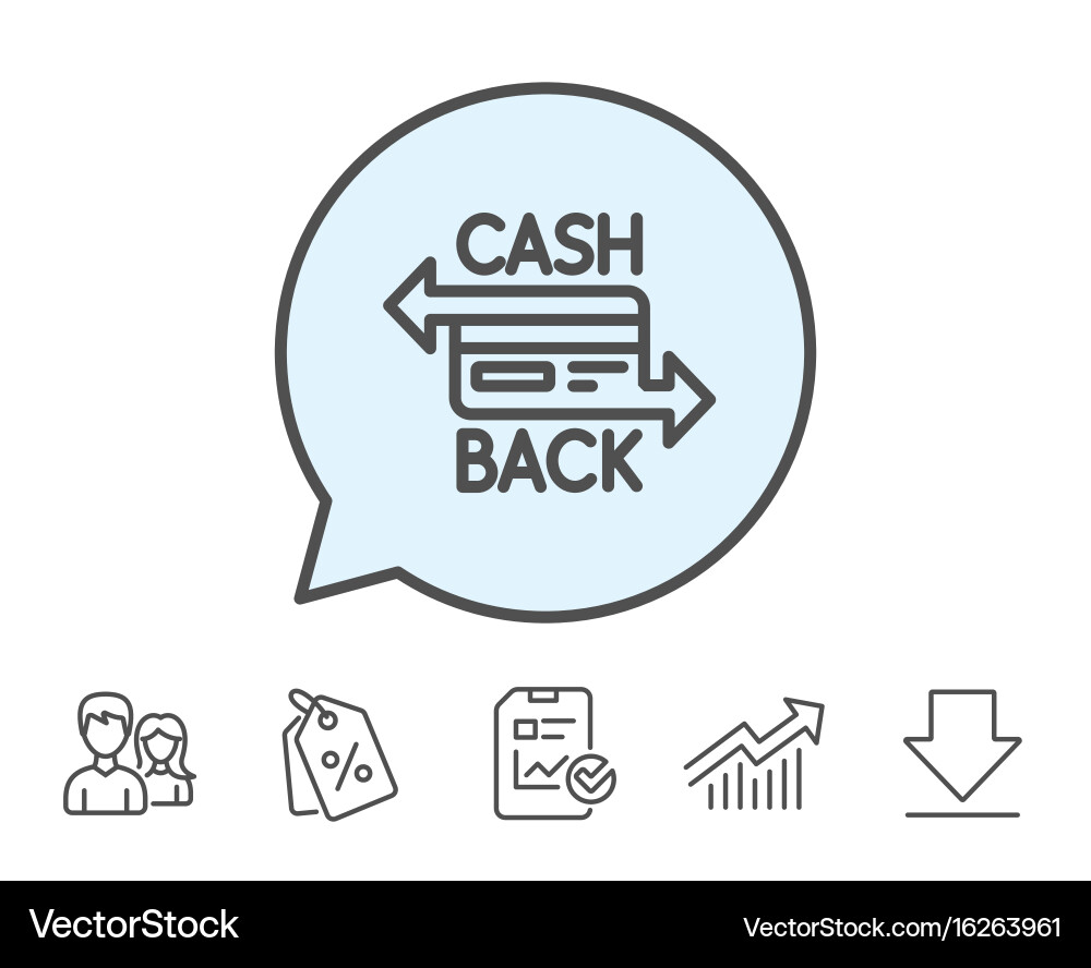 Credit card line icon cashback service Royalty Free Vector