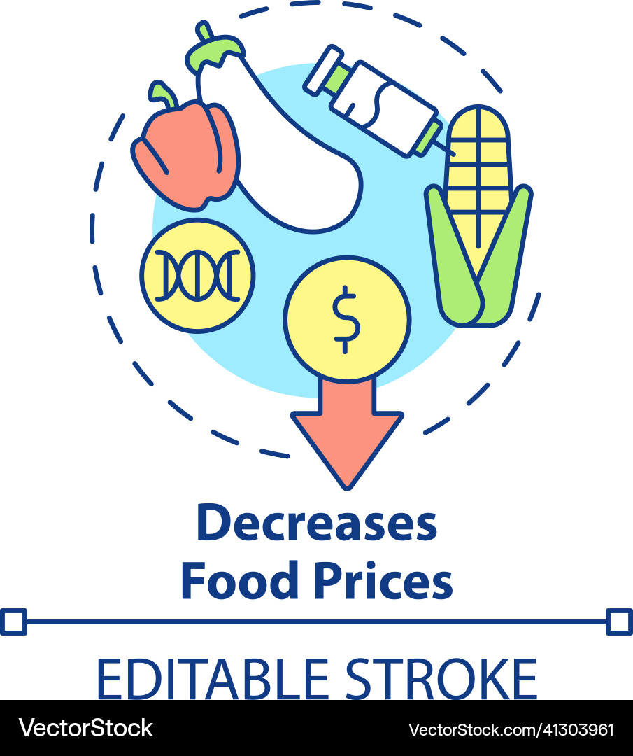 Decreases food prices concept icon Royalty Free Vector Image