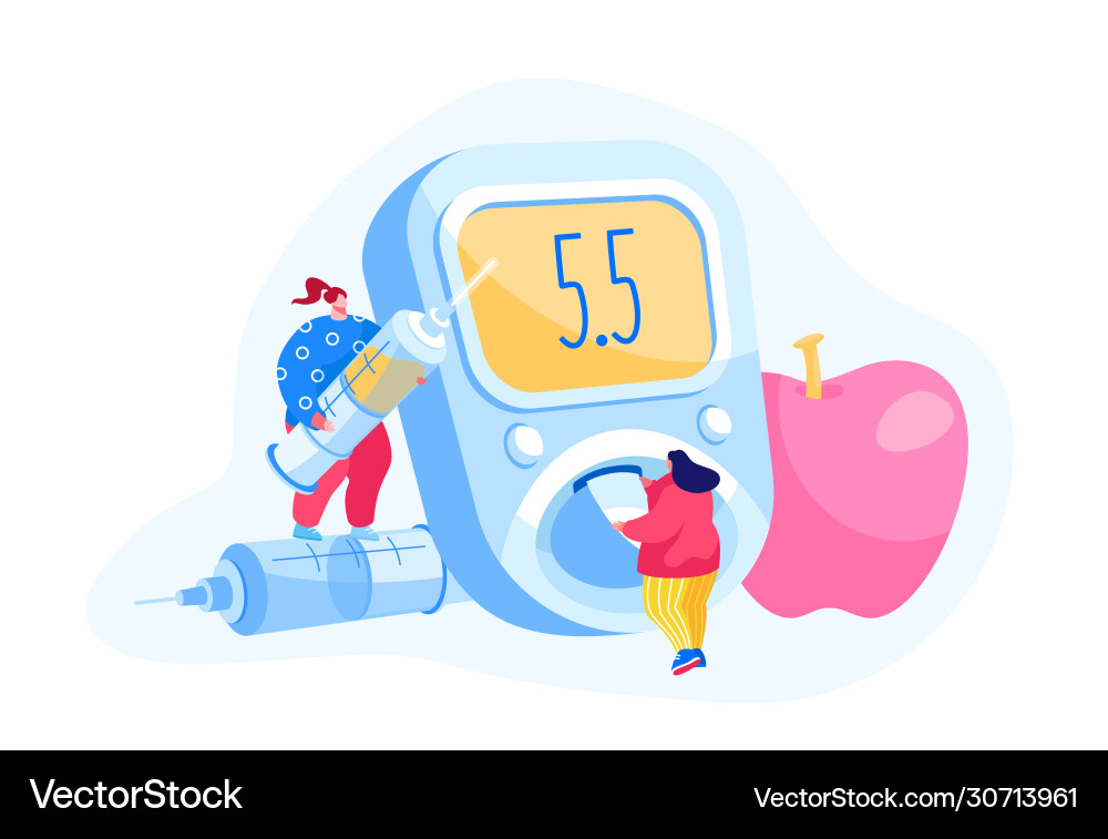 Diabetes patient treatment concept tiny people Vector Image