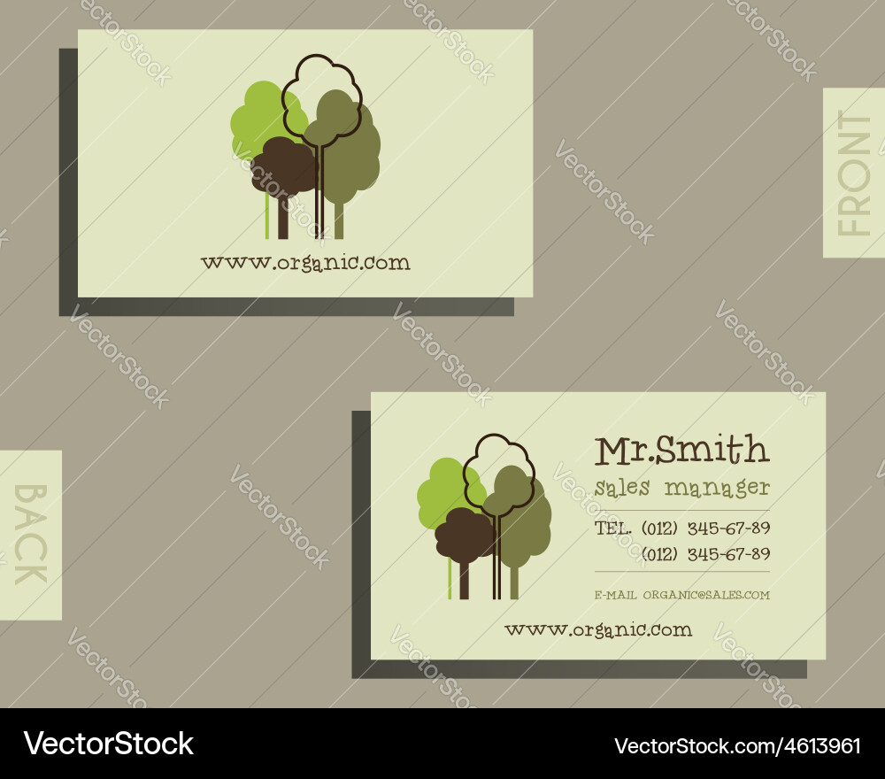 Eco organic visiting card template for natural Vector Image