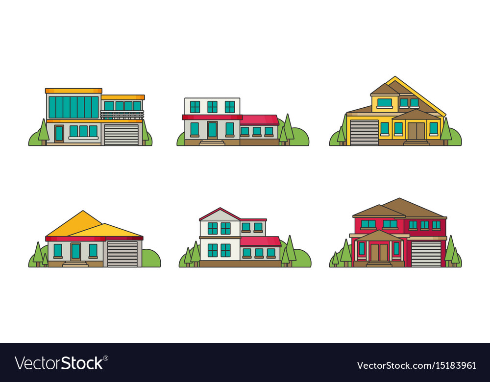 Flat buildings Royalty Free Vector Image - VectorStock