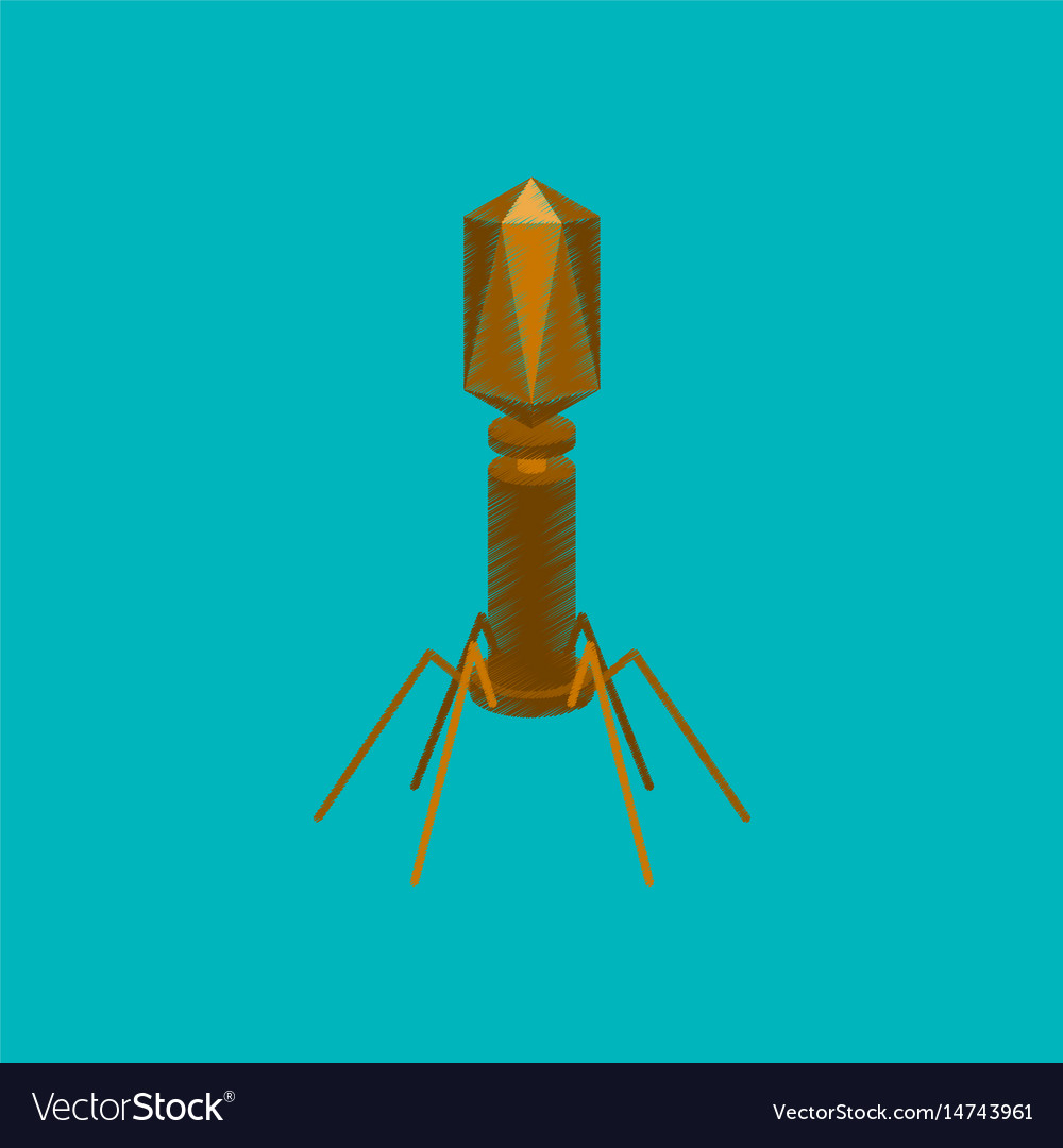 Flat shading style icon bacteriophage Royalty Free Vector