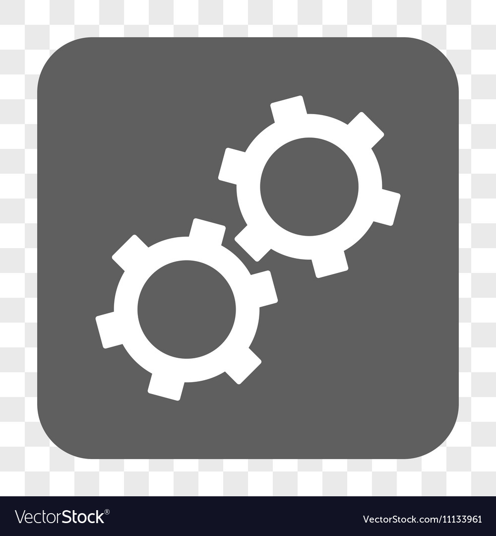 Gears rounded square button Royalty Free Vector Image