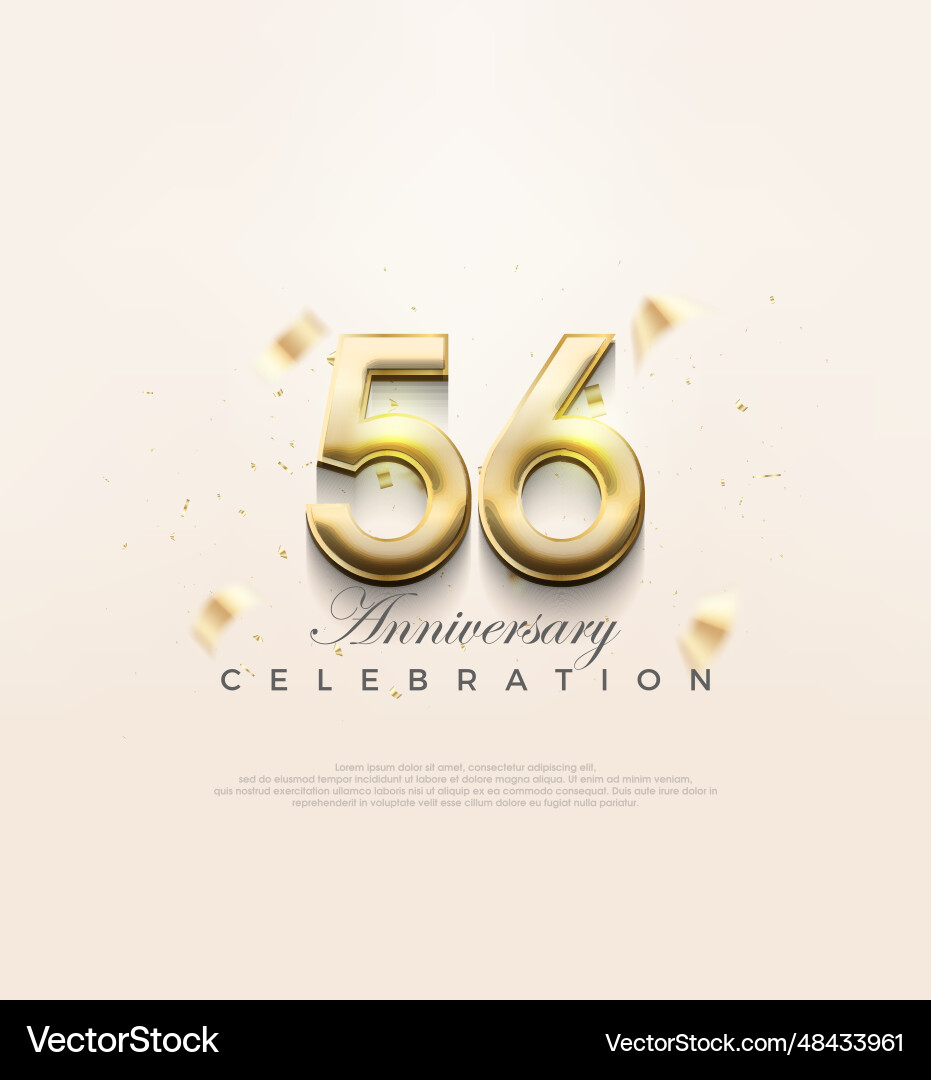 Modern gold 56th anniversary premium design Vector Image