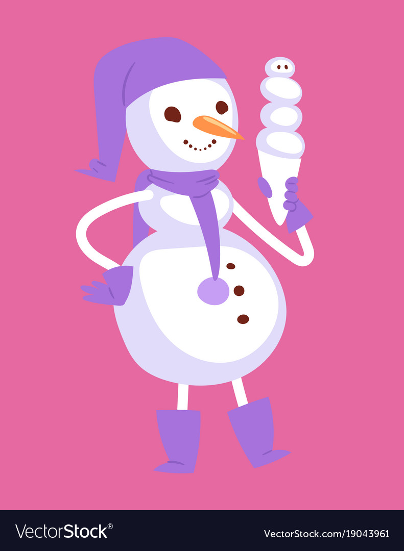 Snowman cute cartoon winter christmas Royalty Free Vector