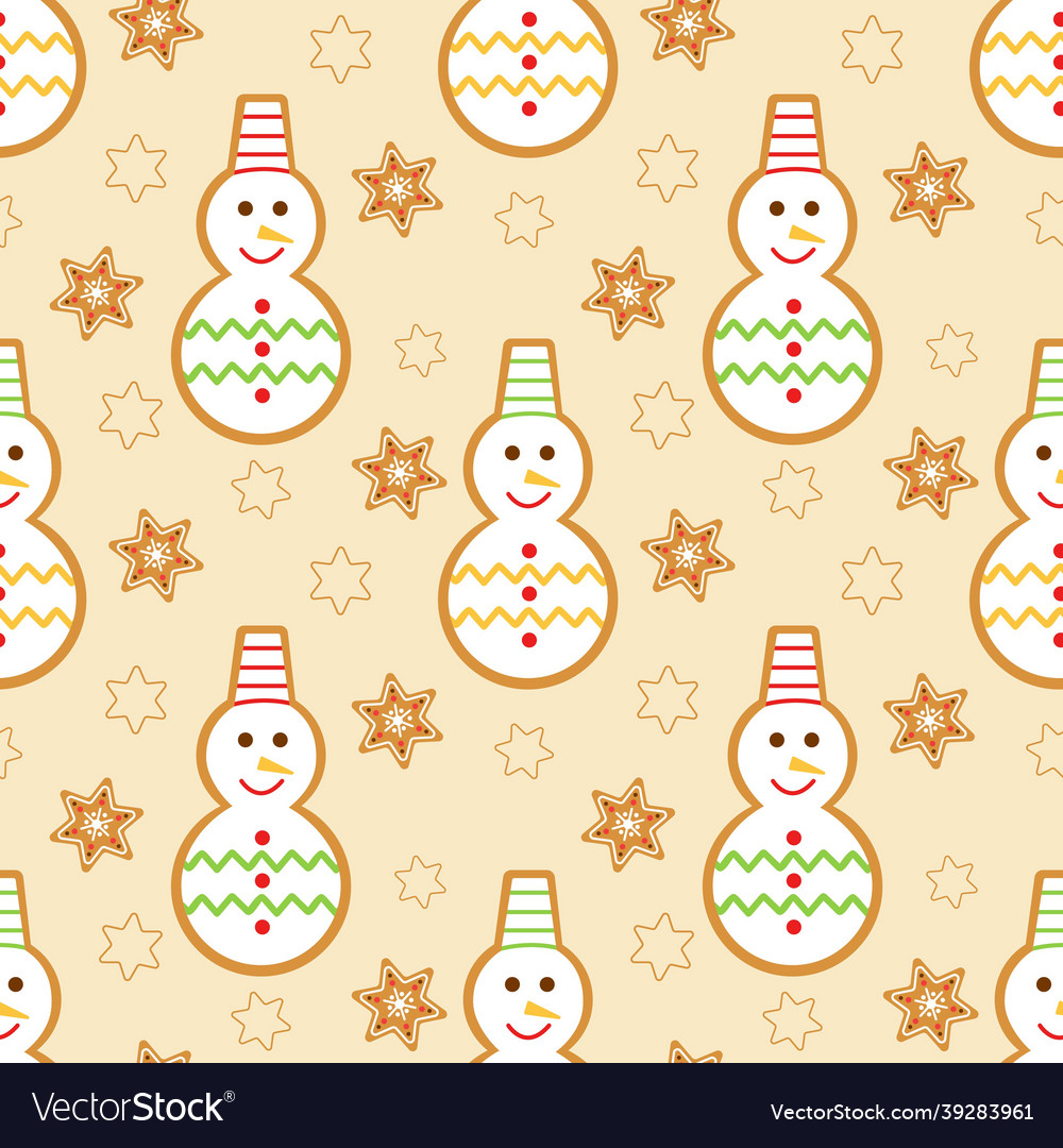 Snowmen and snowflakes christmas gingerbread Vector Image