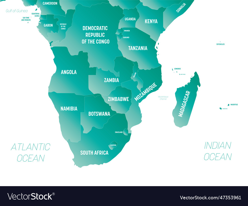 Southern africa detailed political map with lables