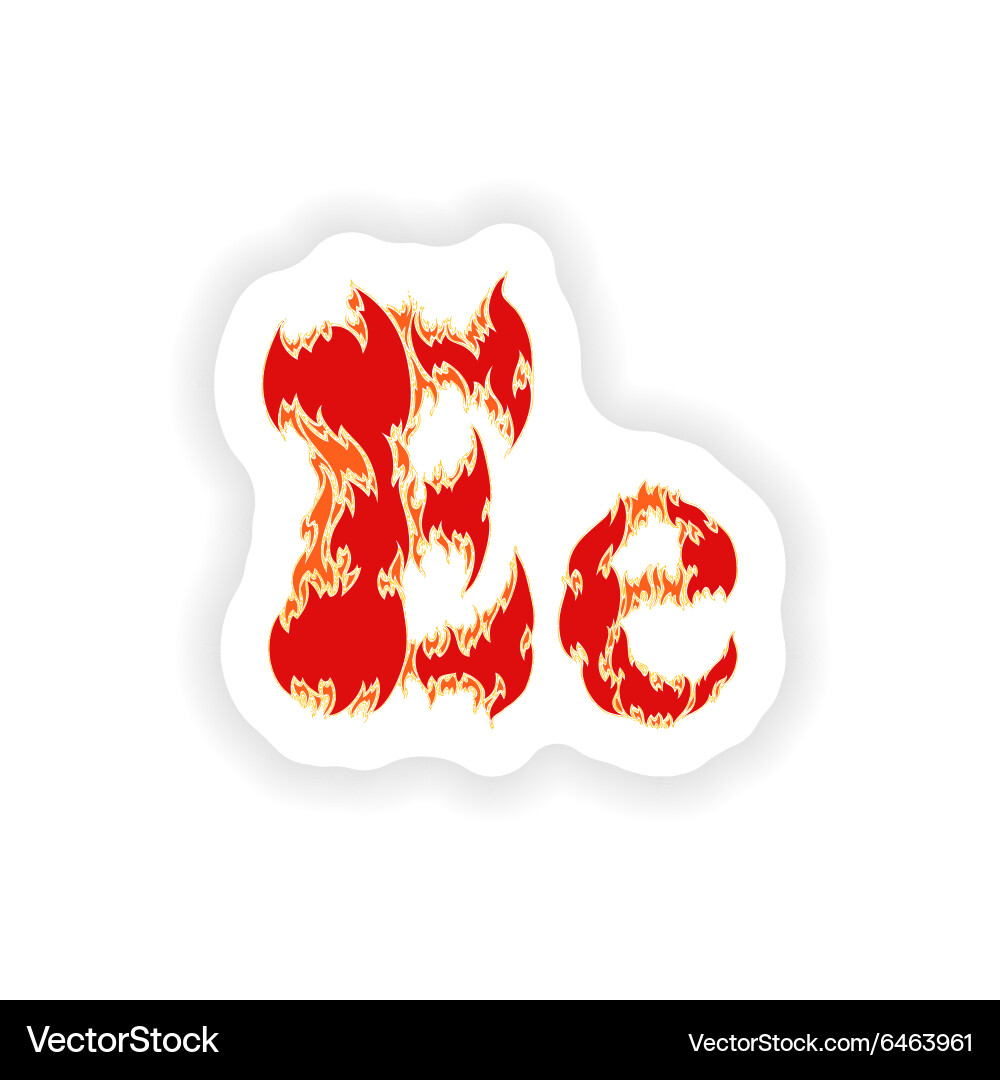 Sticker fiery font red letter e on white Vector Image