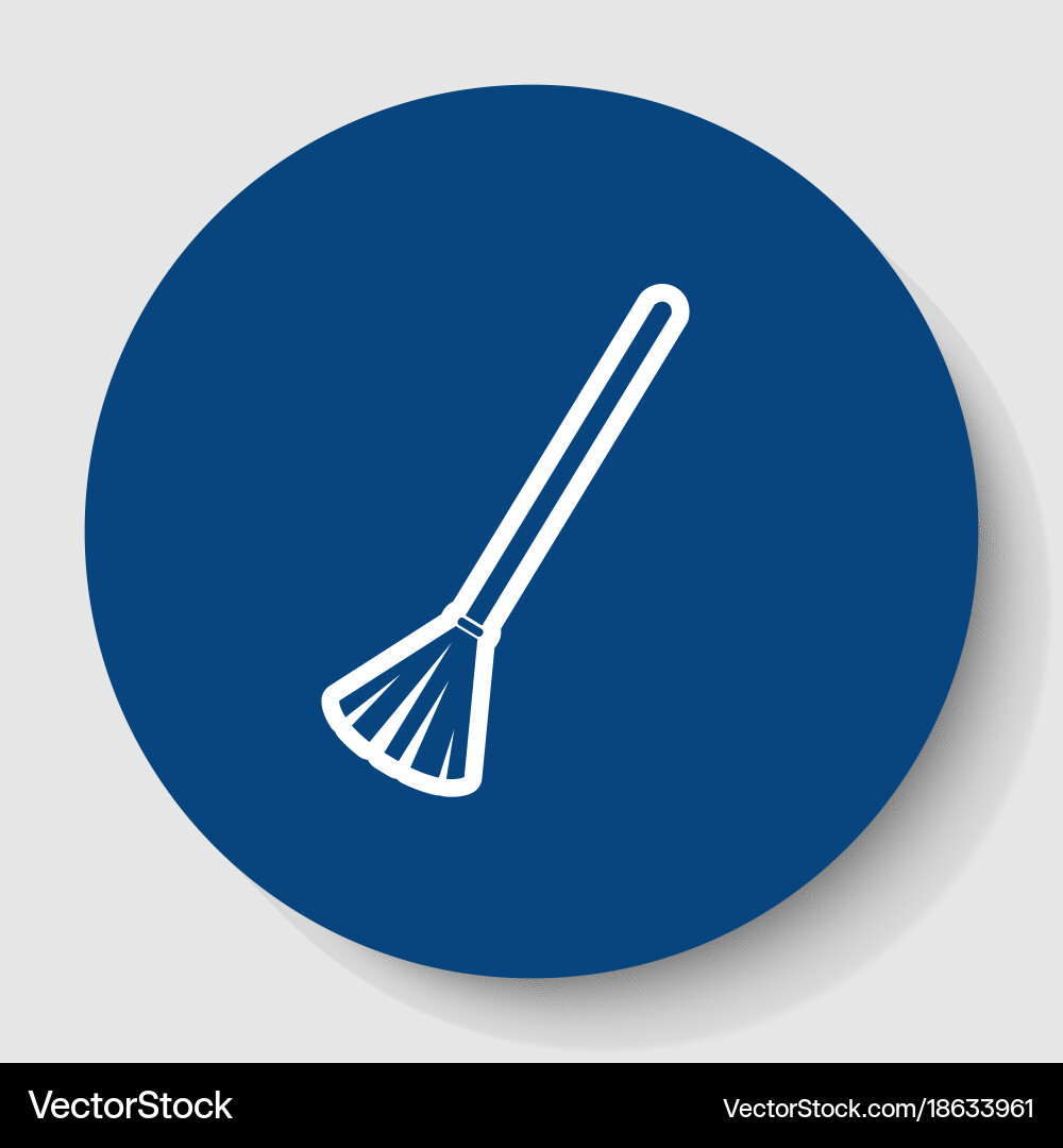 Sweeping broom sign white contour icon Royalty Free Vector