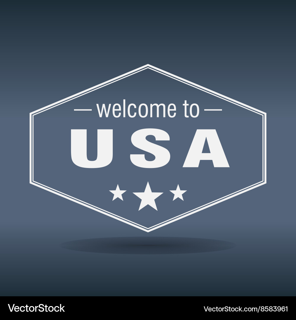 Welcome to usa hexagonal white vintage label Vector Image