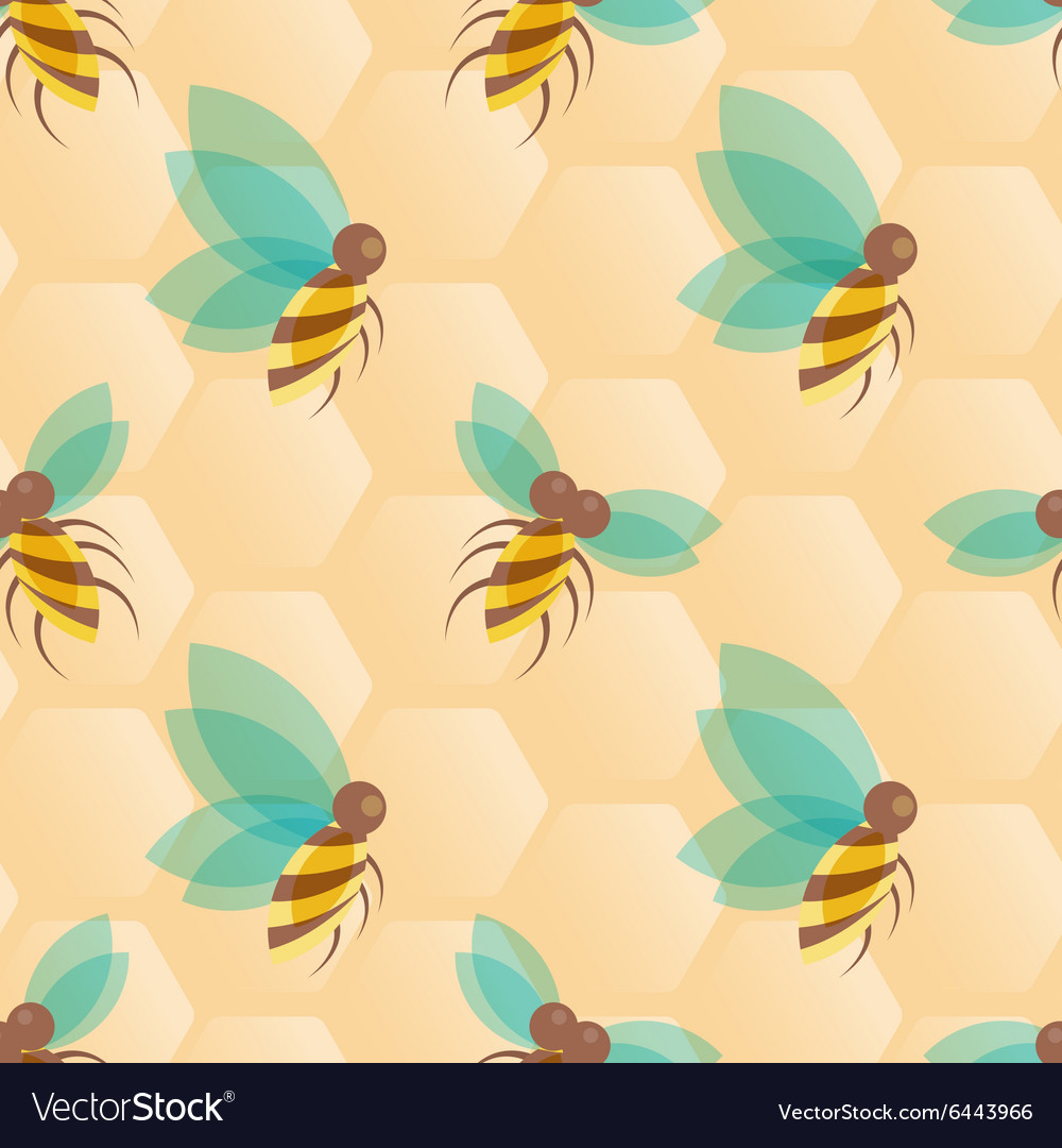 Bees seamless pattern Royalty Free Vector Image