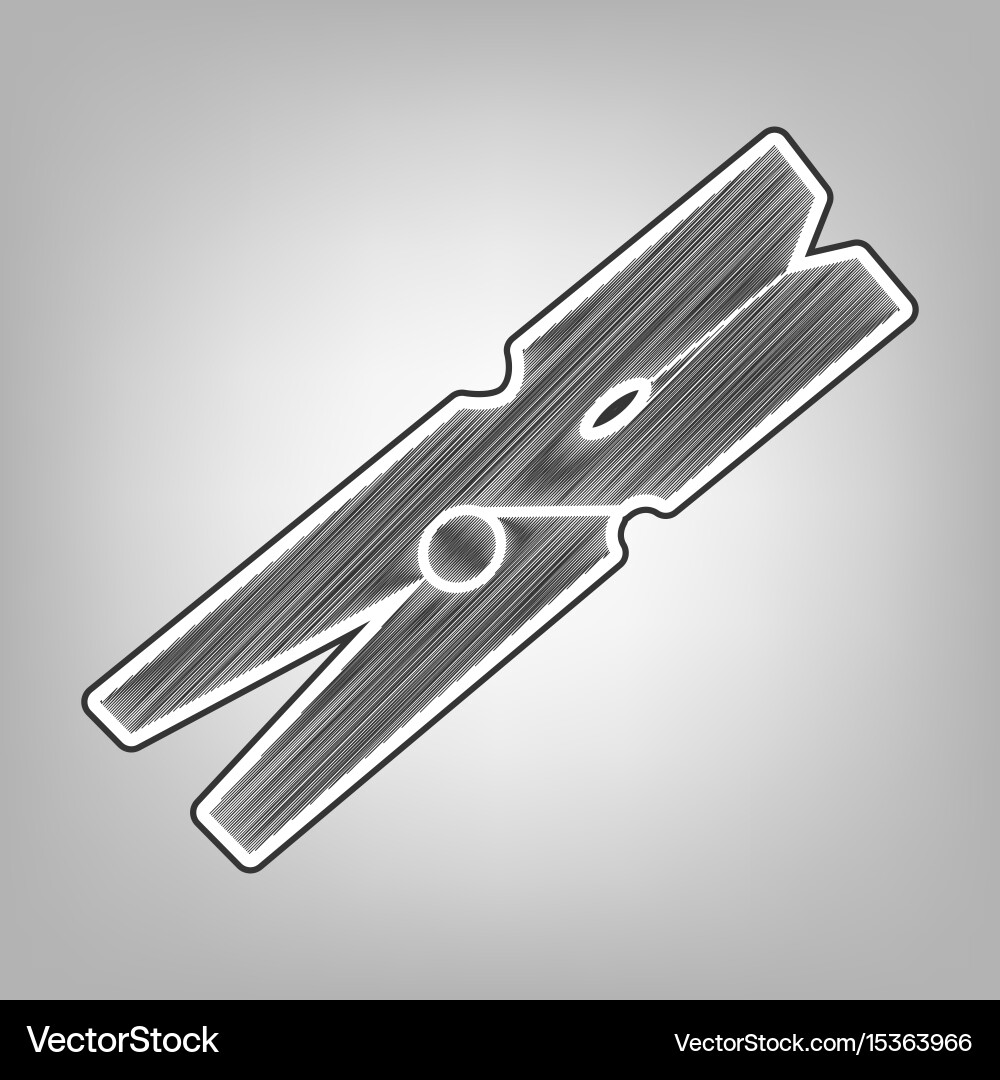 Clothes peg sign pencil sketch imitation Vector Image