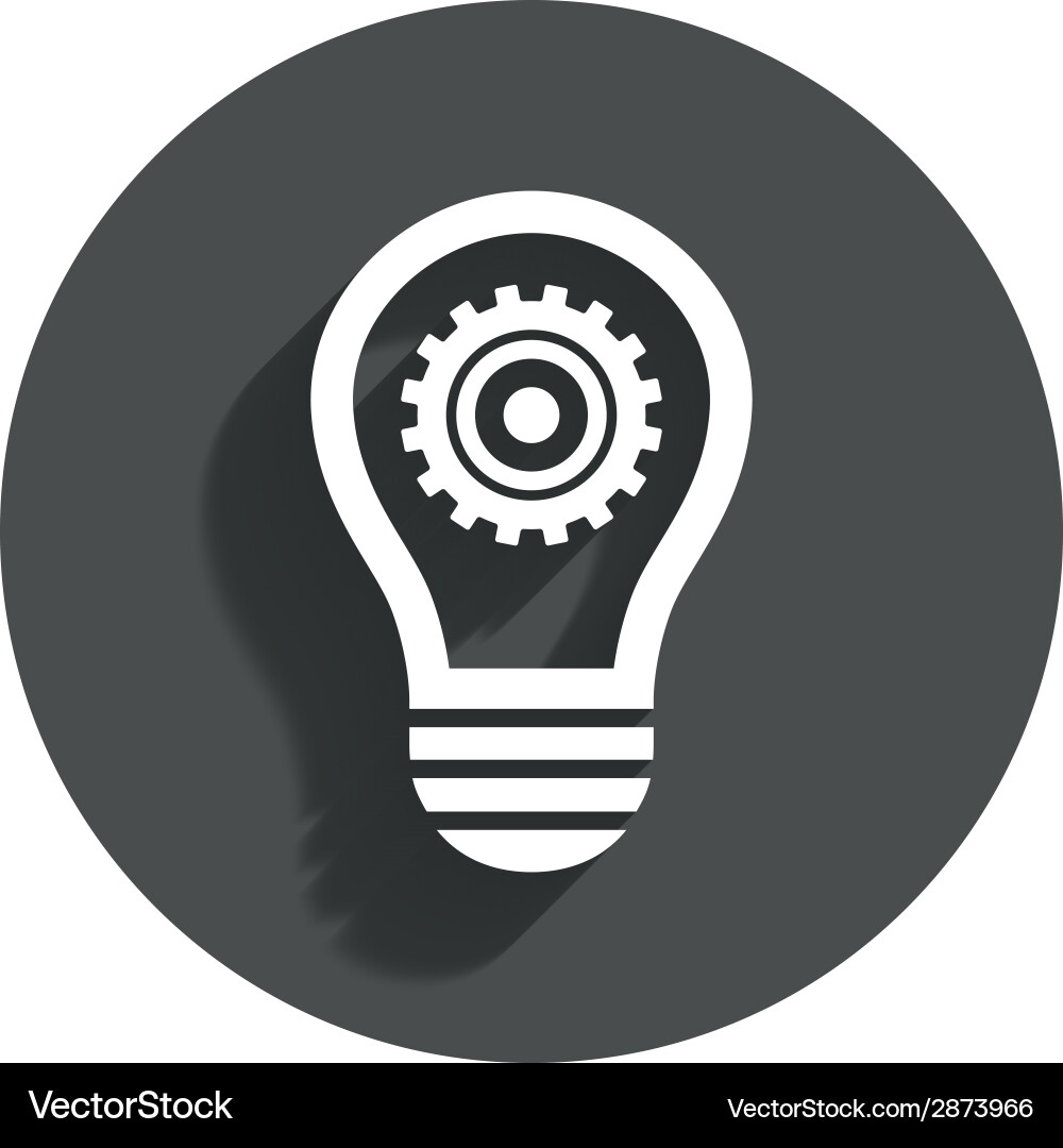 Light lamp sign icon bulb with gear symbol Vector Image