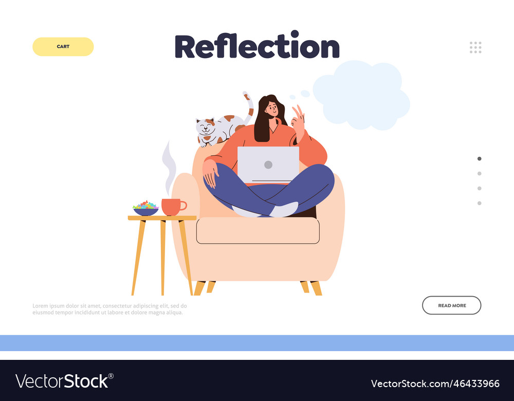 Reflection landing page template with pensive Vector Image