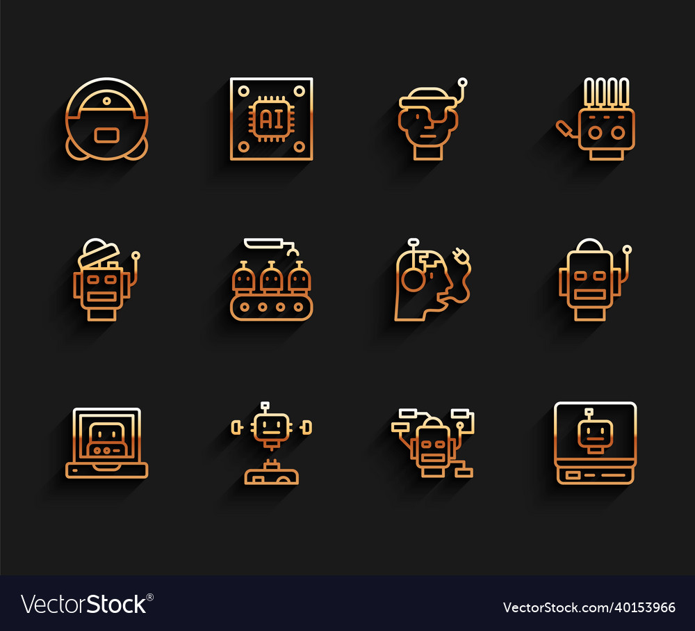 Set line creating robot disassembled robot Vector Image Set line creating robot disassembled robot Vector Image