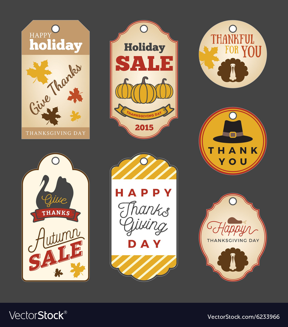 Set thanksgiving gift tags Royalty Free Vector Image