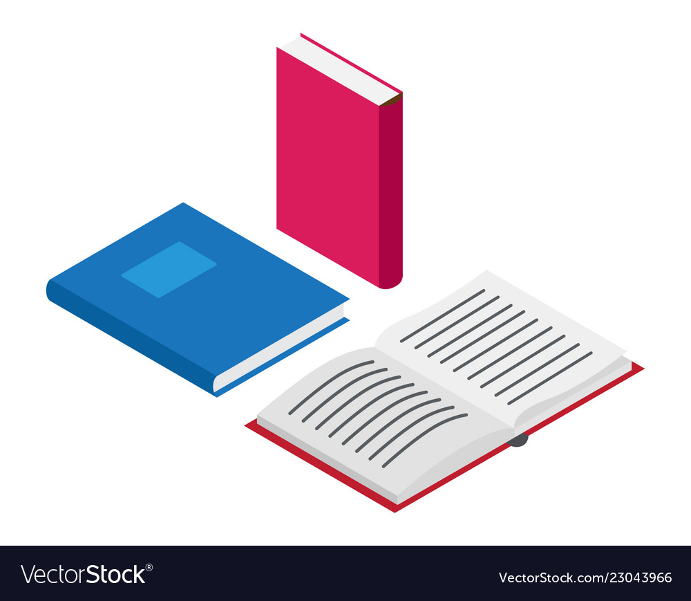 Three books open and closed isolated on white Vector Image