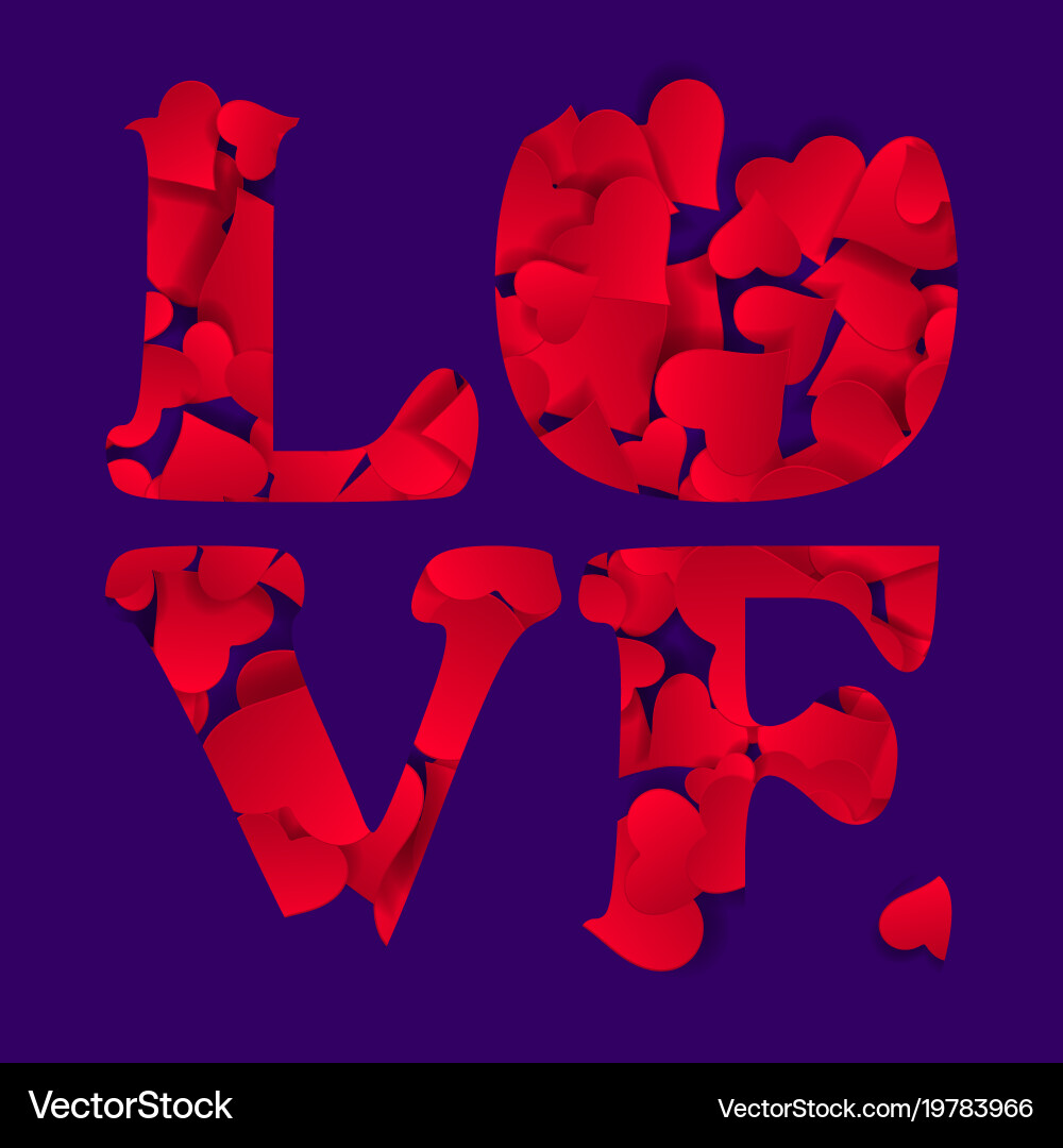 Typographic love word abstract happy valentines Vector Image