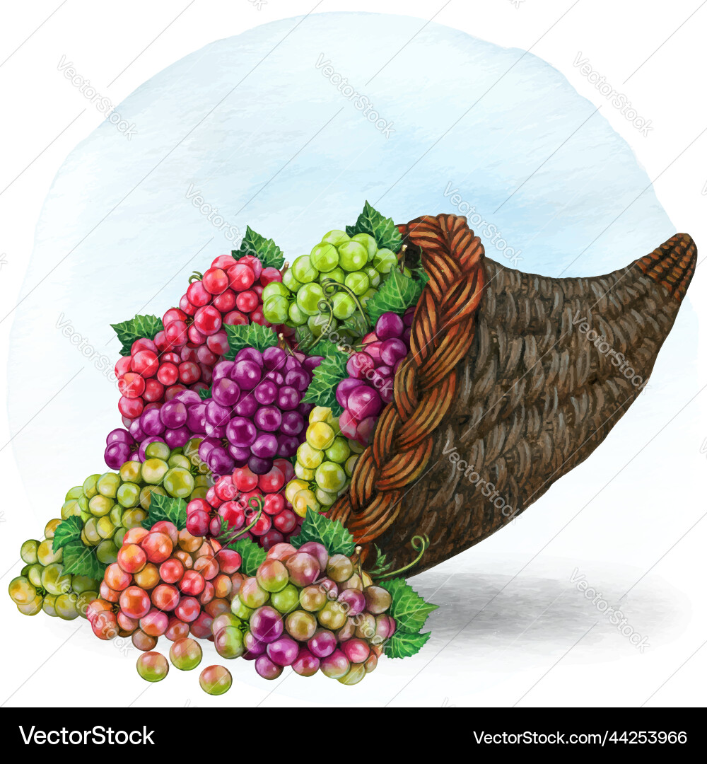 Watercolor fall cornucopia full of pumpkins Vector Image