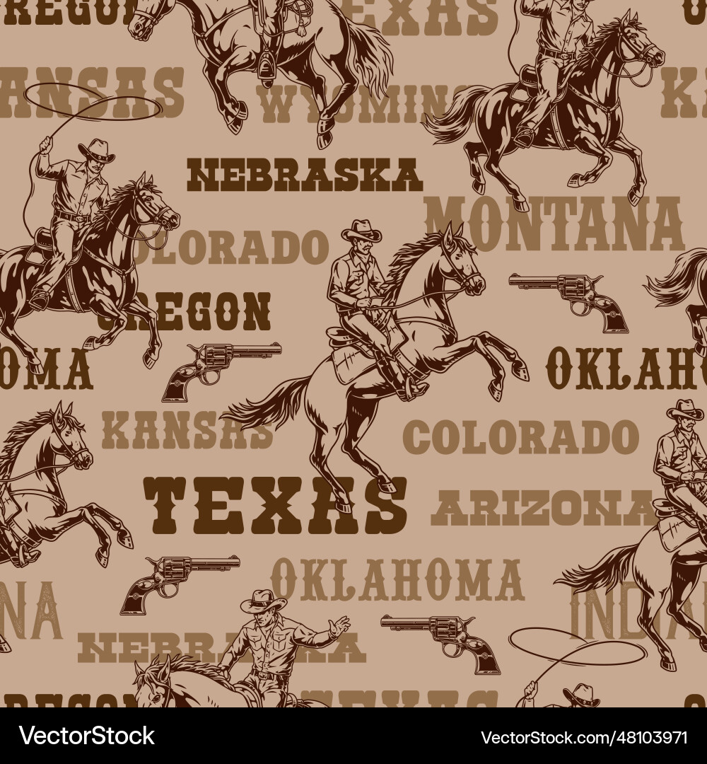 American cowboys pattern seamless colorful Vector Image