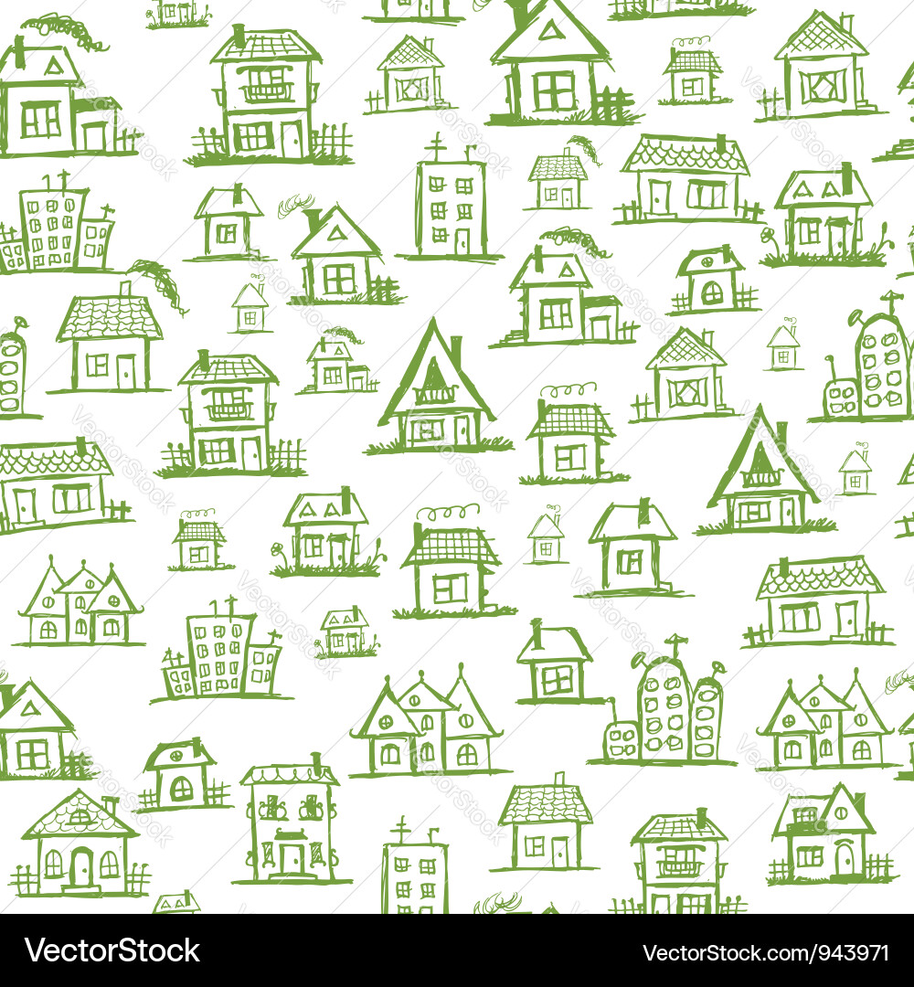 Art houses seamless background for your design Vector Image