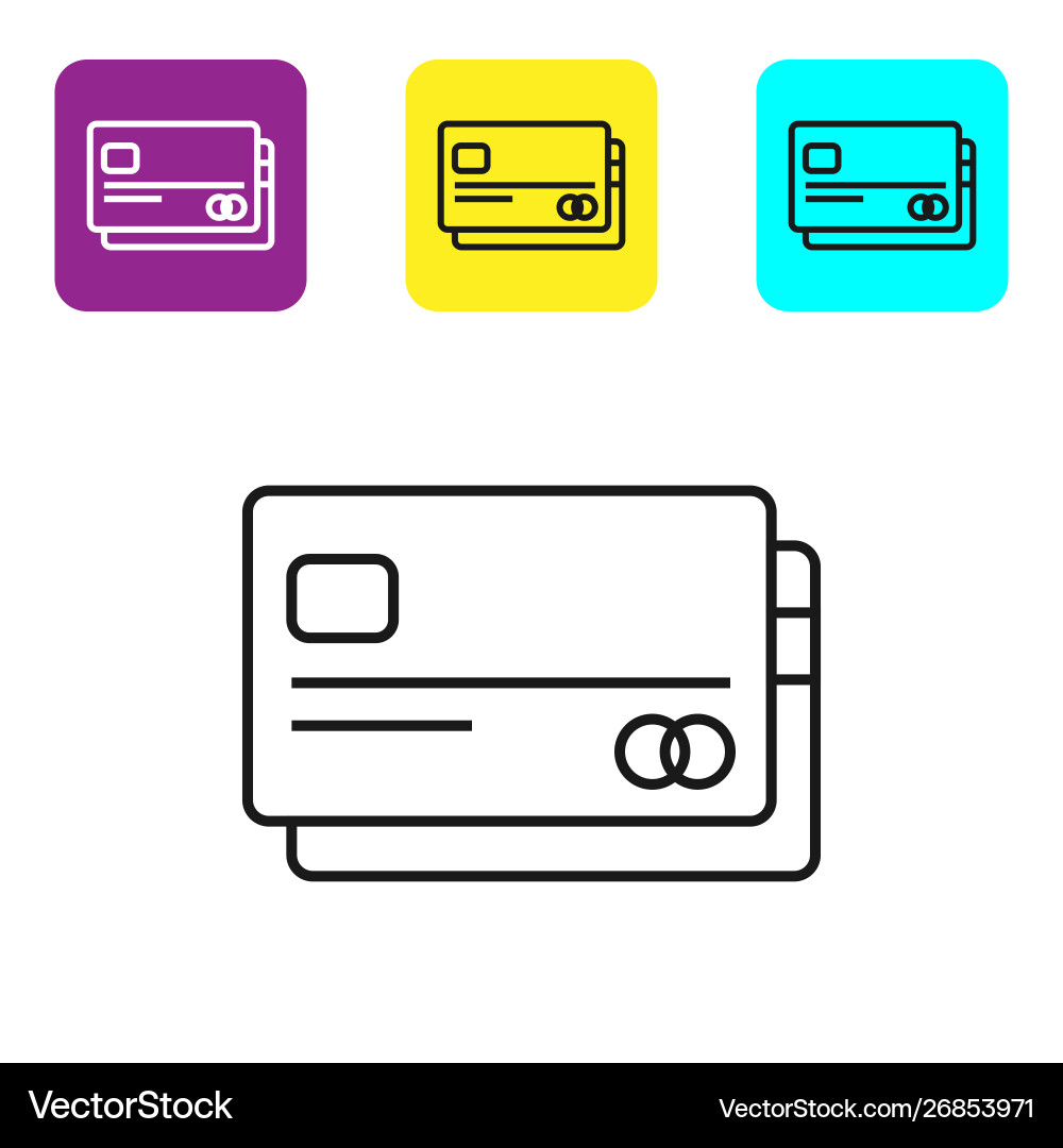 Black line credit card icon isolated on white Vector Image