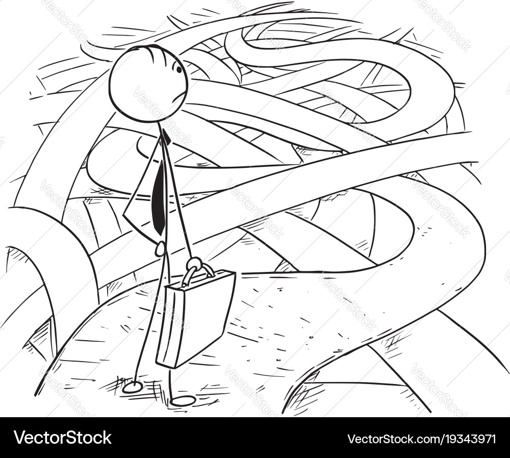 Conceptual cartoon difficult choices of Royalty Free Vector