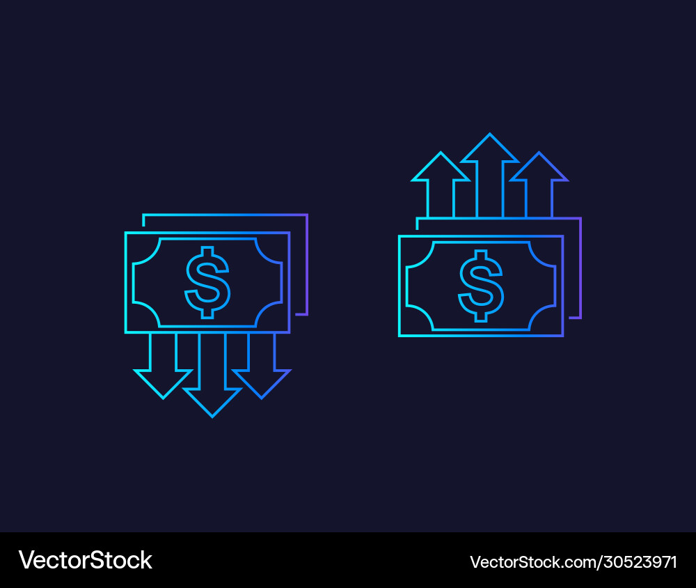 Cost reduction and growth money linear icons Vector Image