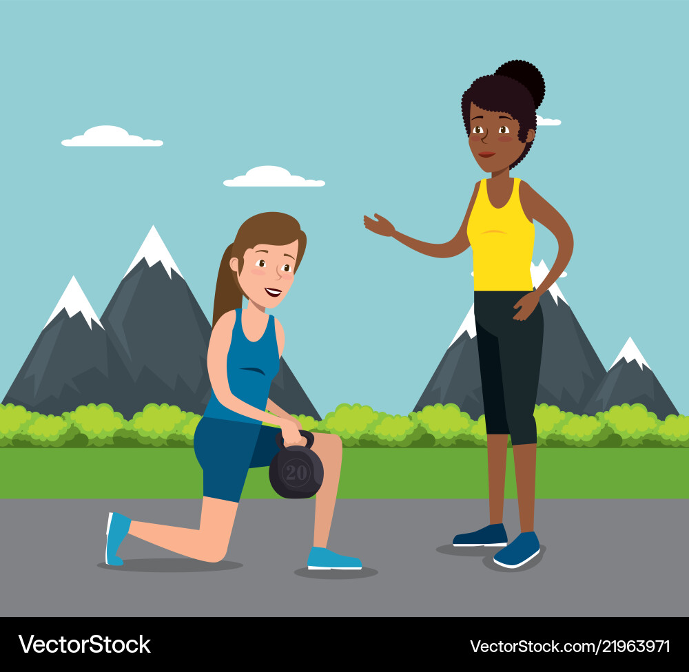 Couple of athletes practicing sport Royalty Free Vector