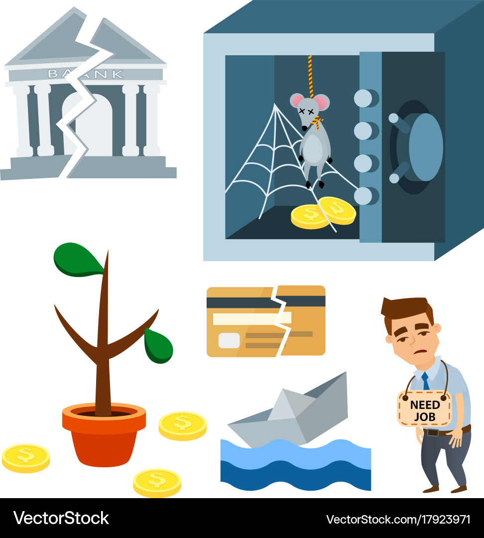 Crisis symbols concept problem economy banking Vector Image