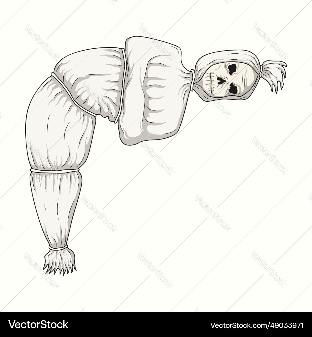 Dead man with skull head indonesian ghost cartoon Vector Image