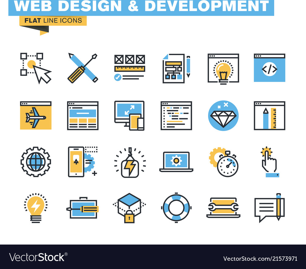 Flat line icon pack for designers and developers Vector Image