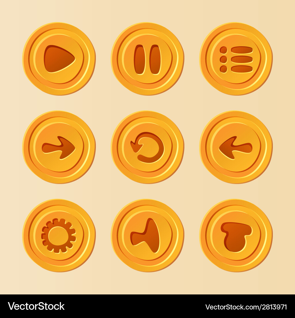 Game ui - set of buttons for mobile or app Vector Image