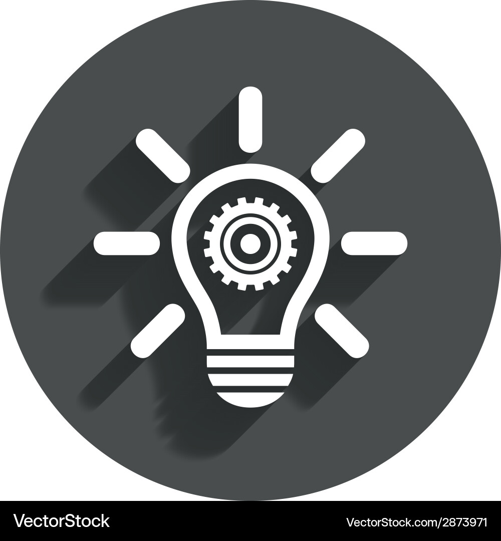 Light lamp sign icon bulb with gear symbol Vector Image