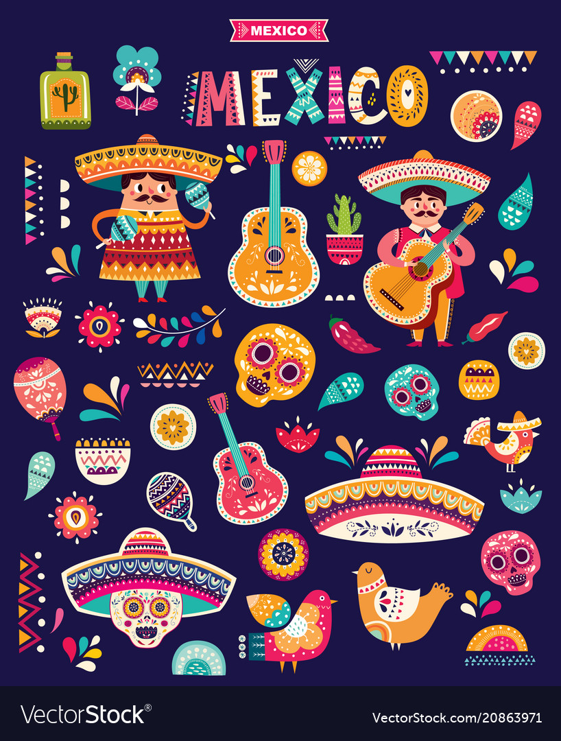 Mexican collection Royalty Free Vector Image - VectorStock