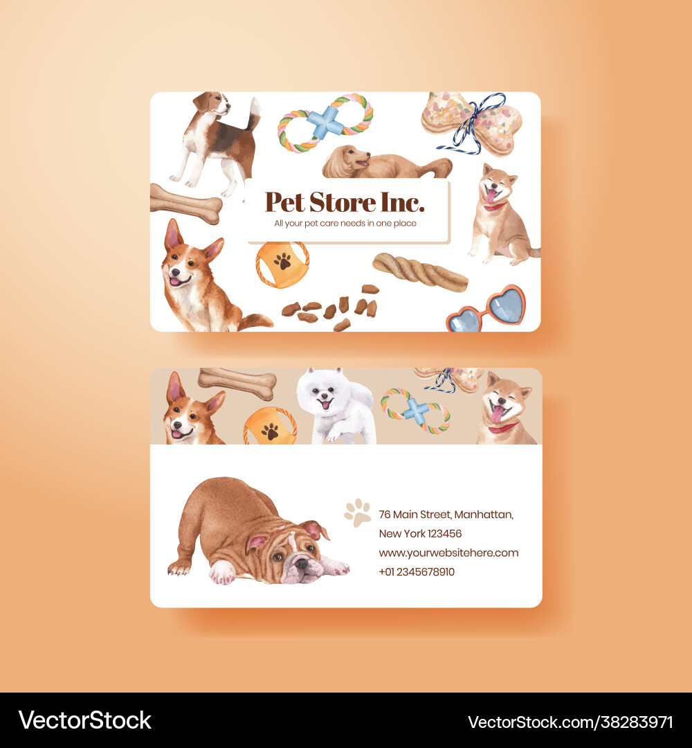 Name card template with cute dog Royalty Free Vector Image