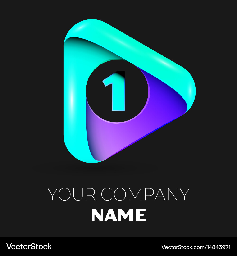Number one symbol in the colorful triangle Vector Image